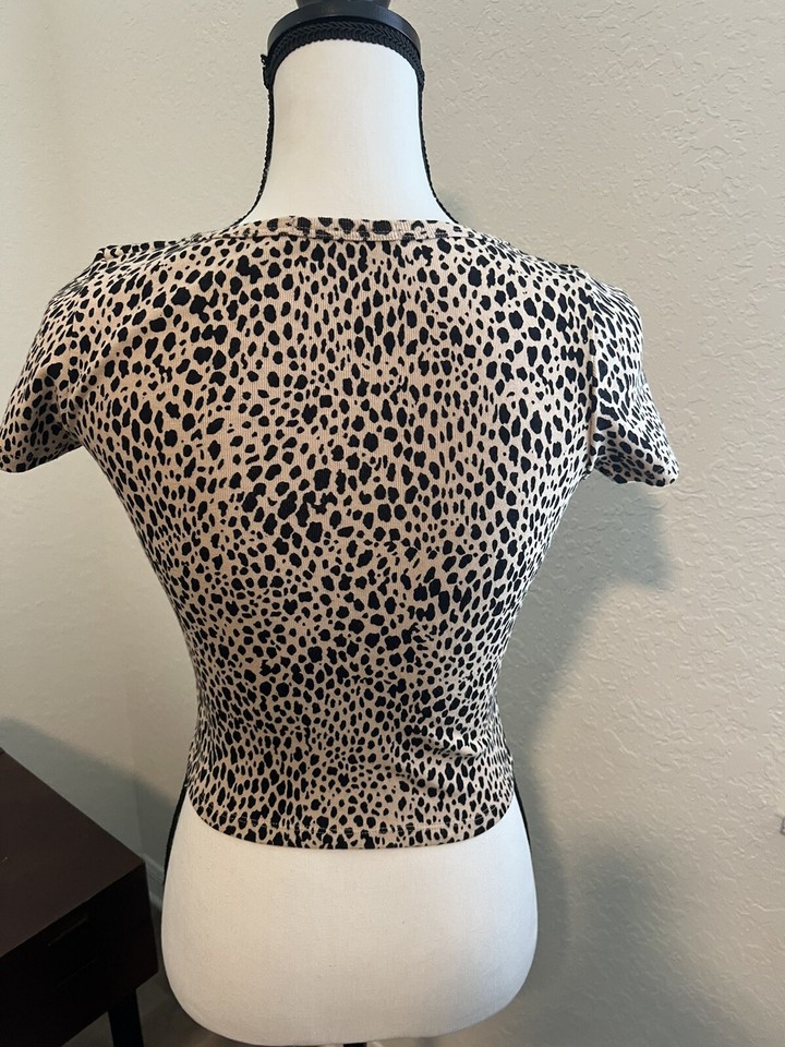 Brandy Melville Crop Top Sz S Leopard Print Top | eBay