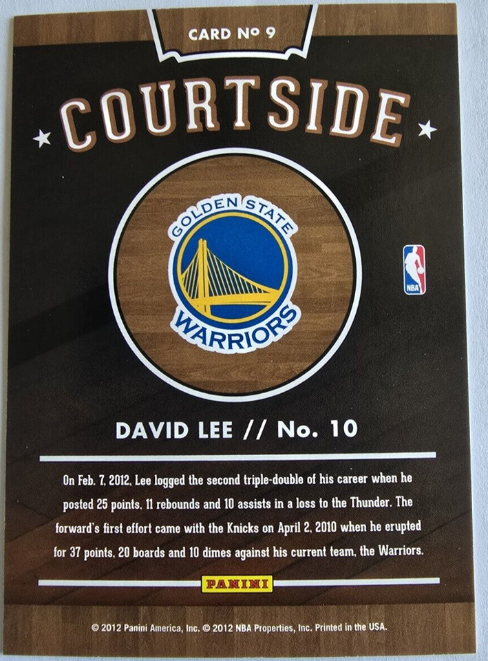 David Lee, 2012-13 NBA Hoops Courtside, Golden State Warriors, Forward ...