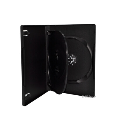 10 pk 14mm Multi Hold 3 Disc Triple CD DVD Black Case Movie Game Box ...