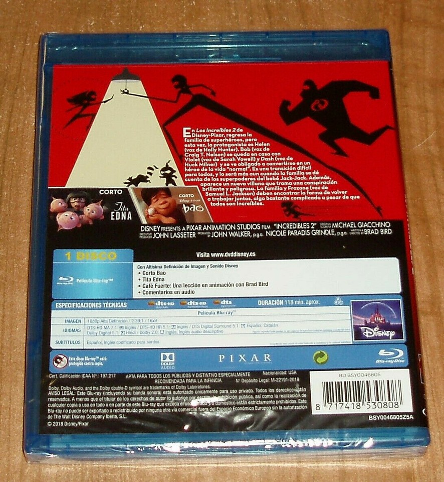 The Incredibles 2 Disney-Pixar Blu-Ray New Animation Sealed (Sleeveless ...