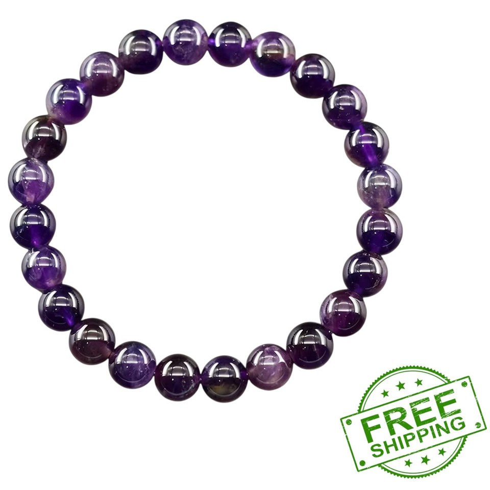 Amethyst Crystal Bracelet Natural Quartz Beads Women Yoga Meditation ...