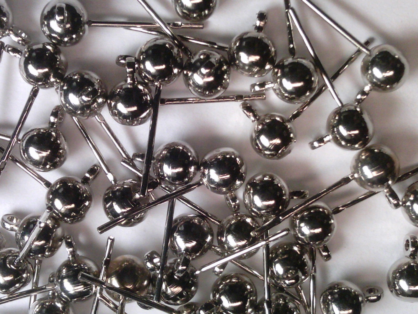 Vtg 50 SILVER METAL BALL DANGLE RING POST EARRINGS PIERCED #013019k | eBay