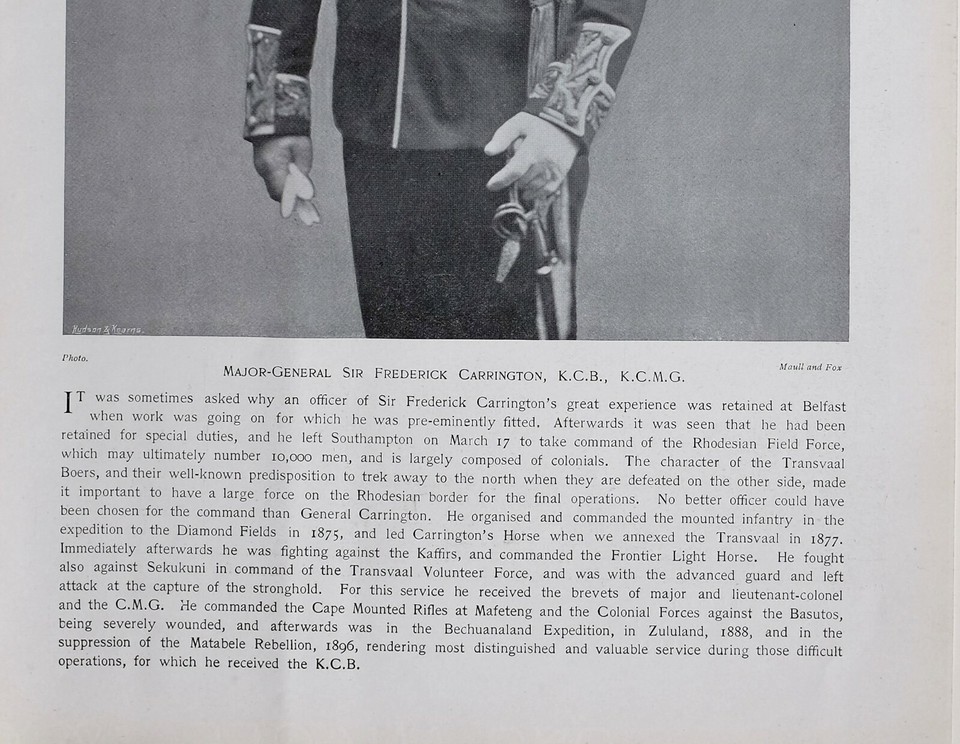 1900 Boer War Aufdruck Major General Herr Frederick Carrington | eBay