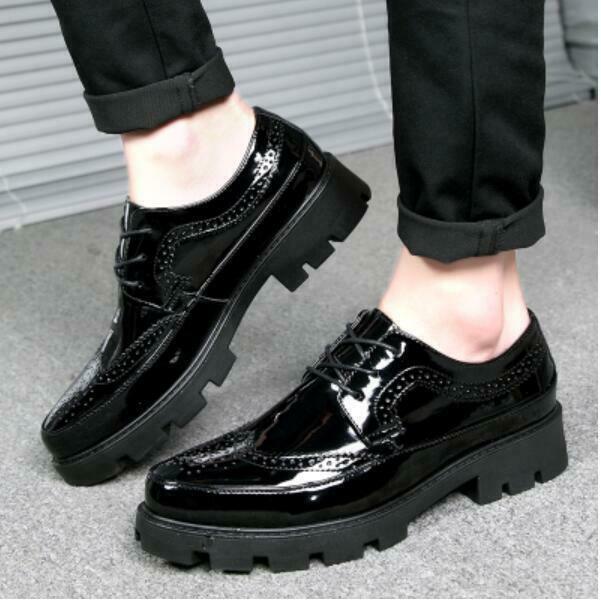 New Mens Creepers British Brogues Lace Up Patent Leather Casual Chic ...
