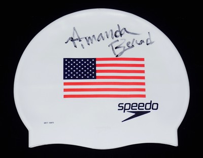 AMANDA BEARD AUTOGRAPHED USA OLYMPIC SWIM CAP (2 GOLD MEDALS) - W/ COA ...