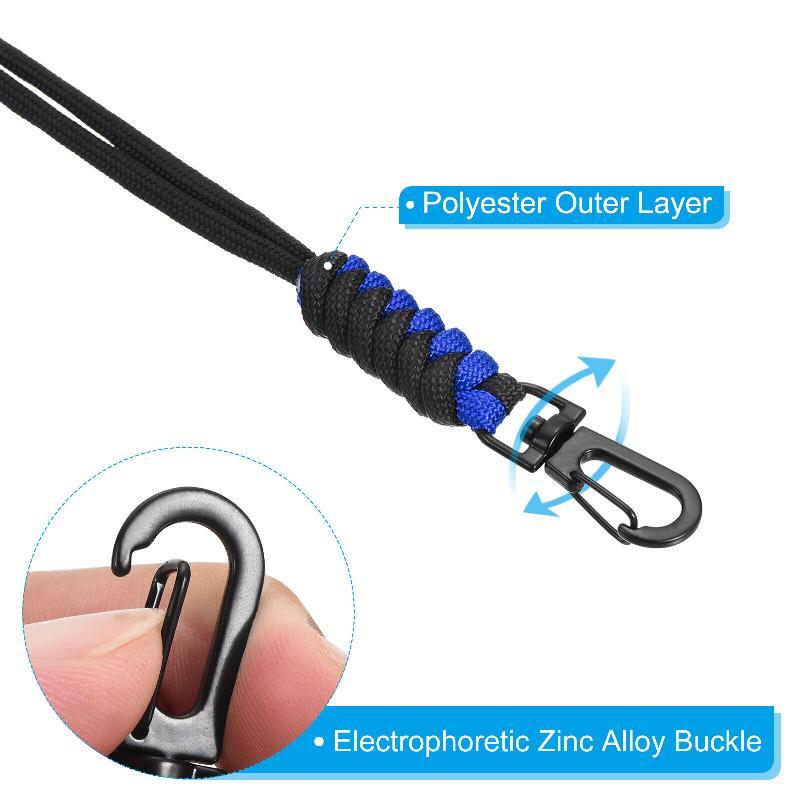 2Pcs Paracord Braided Lanyard Neck Keychain Adjustable Necklace Strap ...