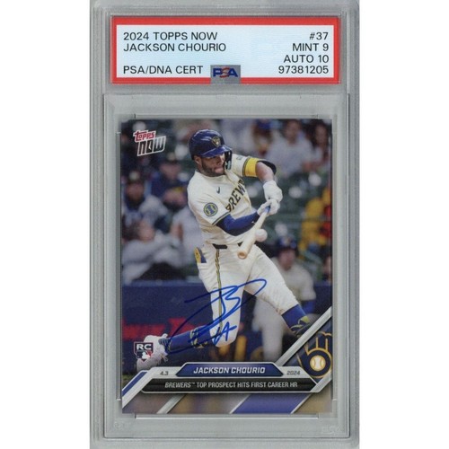 Jackson Chourio Brewers Autographed Signed 2024 Topps Now Rookie (PSA 9 ...