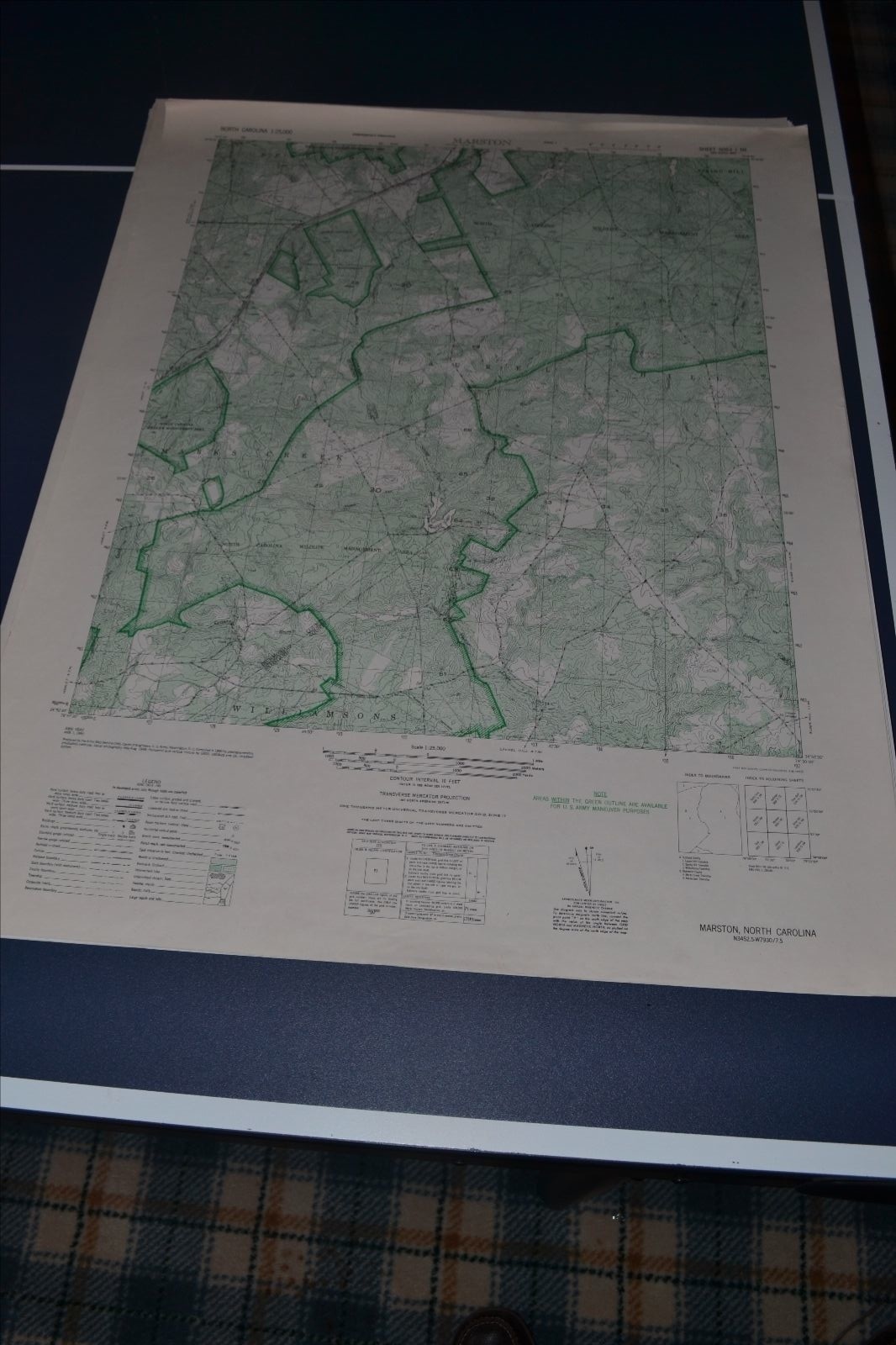 1940's Army (like USGS) topo map Marston North Carolina Sheet 5053 I NE ...