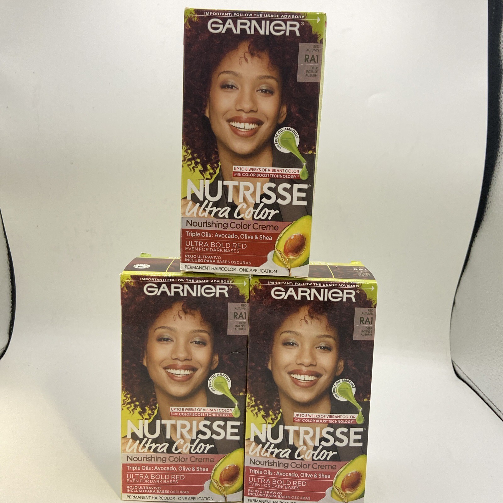 (3)Garnier Nutrisse Nourishing Hair color Deep Intense Auburn Red G-RA1 ...