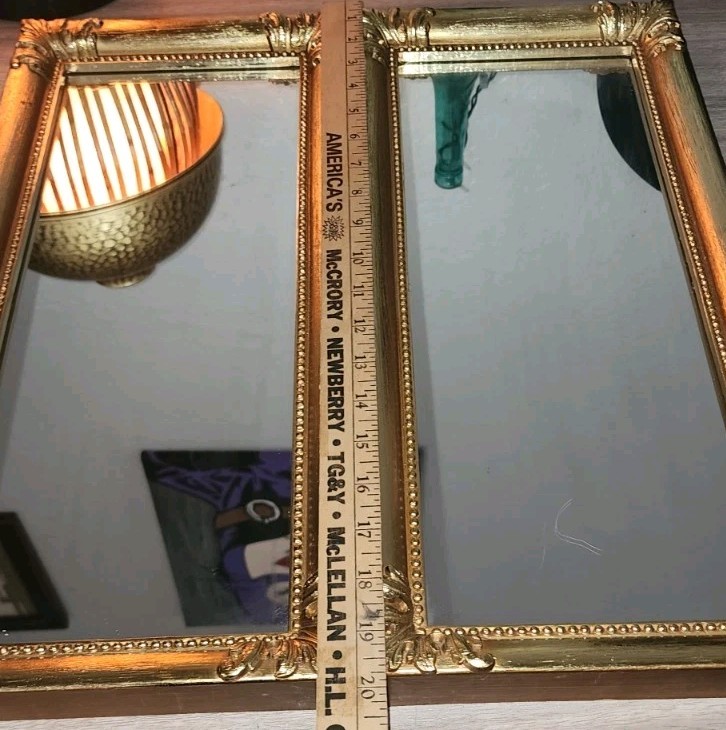 ( 2 ) Home Interiors Gold Framed Rectangle Mirror, Filigree Corners ...