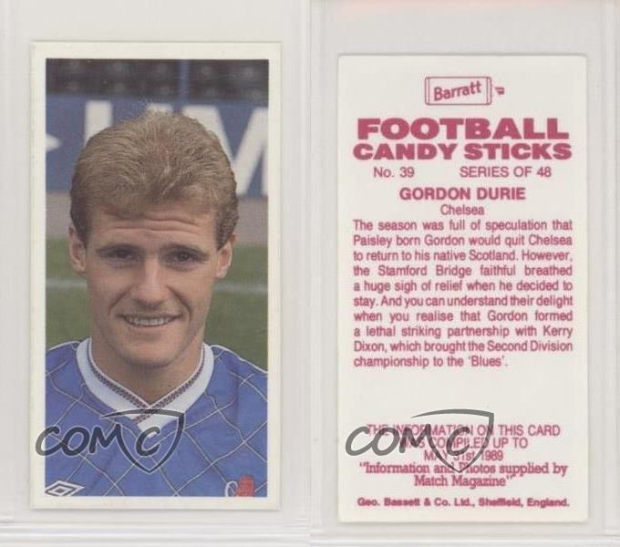 1989-90 Barratt Footballer Candy Sticks Gordon Durie #39 z6d | eBay