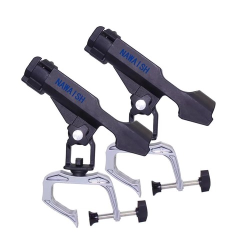 2PCS Folding Fishing Rod Holders Adjustable 360° Clamp-On Rod Racks for ...