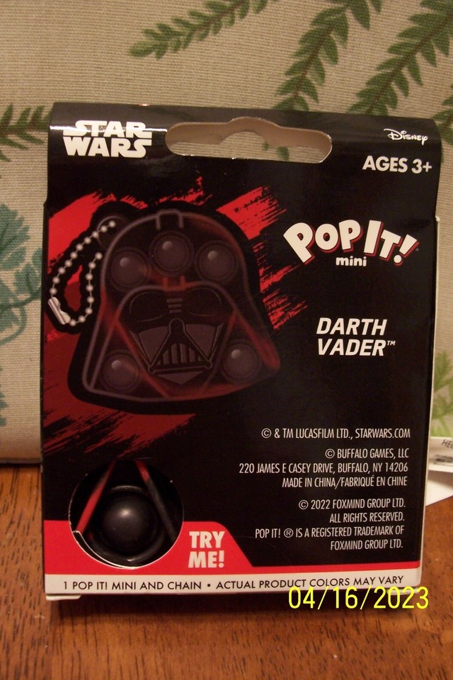 Disney STAR WARS MINI POP IT! Darth Vader Keychain Fun Sensory Toy ...
