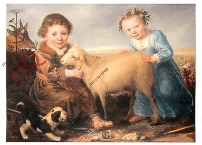 Picture Postcard, Jacob Gerritsz. Cuyp, Zwei Kinder mit Einem Lamm ...