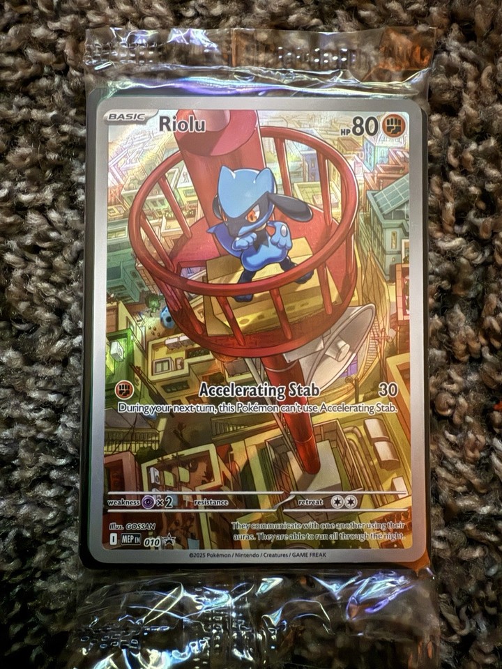Pokemon Mega Evolution Riolu 010 ETB Black Star Promo SEALED ENGLISH NM ...