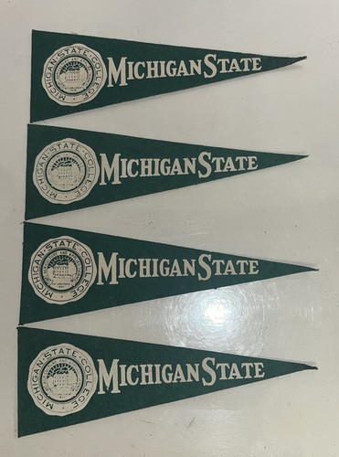 Vintage 1950' Michigan State University Hormel Mini Pennant 9.5" x 3.5 ...