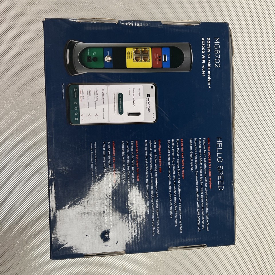 Motorola MG8702 DOCSIS 3.1 Cable Modem+ AC3200 WIFI Router Combo MG8702 ...
