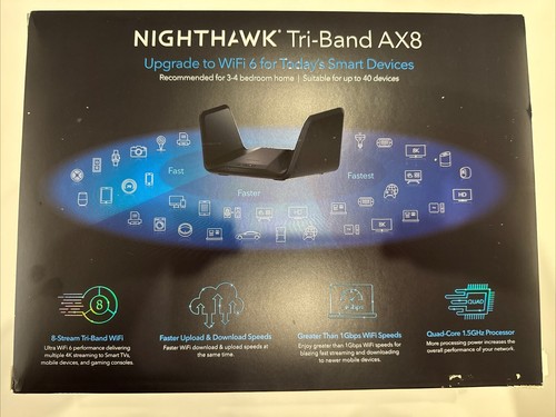 NETGEAR Nighthawk 8-Stream Tri-band AX8 WiFi 6 Router (RAX70) AX6600 ...