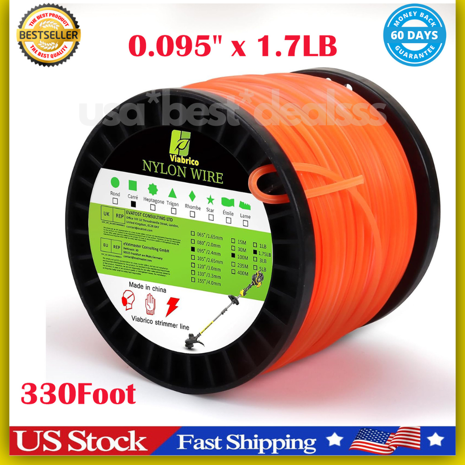 String Trimmer Line Square Orange Heavy Duty Weed Eater String Premium ...