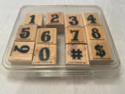 Stampin' Up! Numbers Set of 12 Wood Mounted Stamps 1998 Numbers 0 - 9 ...