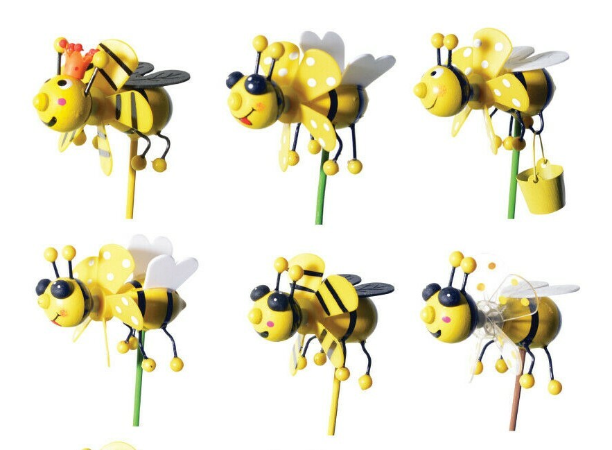 WOODEN HONEY BEE WINDMILL Garden Décor Windmills Different Sizes ...