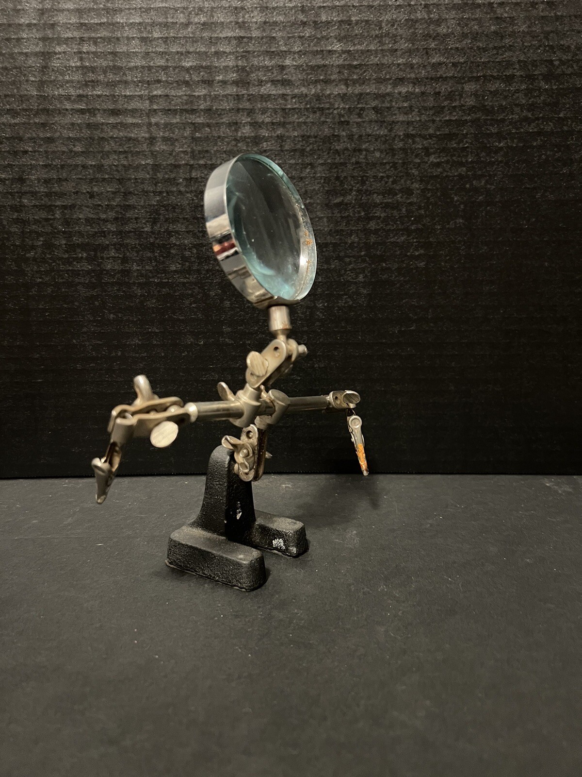 Vintage Helping Hand Iron Stand Clamp Holder Magnifying Glass Stand | eBay