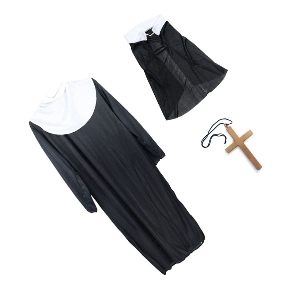 Halloween Party Cosplay Costume Set Halloween Nun Robe Halloween Nun ...