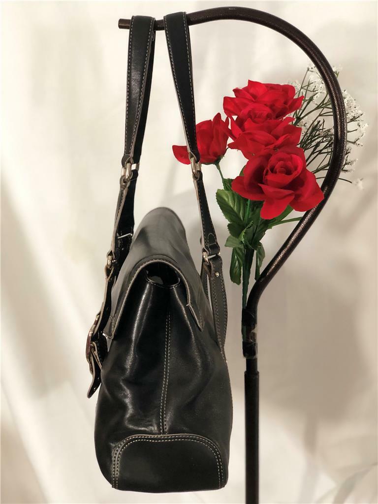 COLE HAAN Trinity F04 Solid Black Leather Large Shoulder Bag | eBay