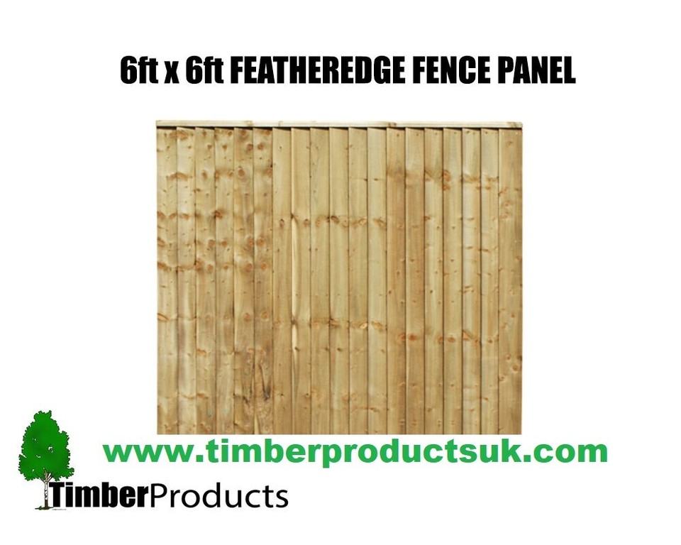 6 x 6 Feather Edge Panels Heavy Duty Garden Fence Panel 6x6 Pressure ...