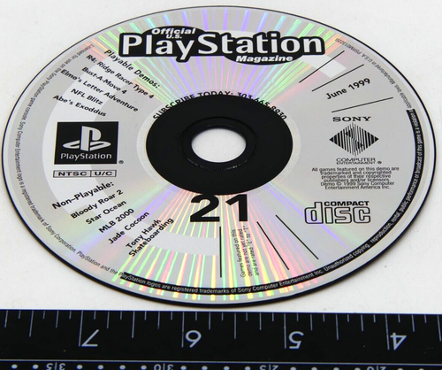Official Playstation 1 Magazine PS1 21 Demo Game Disc Ridge Racer NFL ...