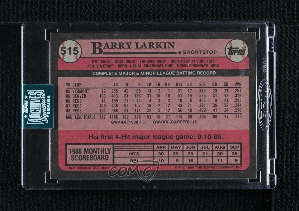 2024 Archives Signature Series /39 Barry Larkin (1989 Topps) Buyback ...