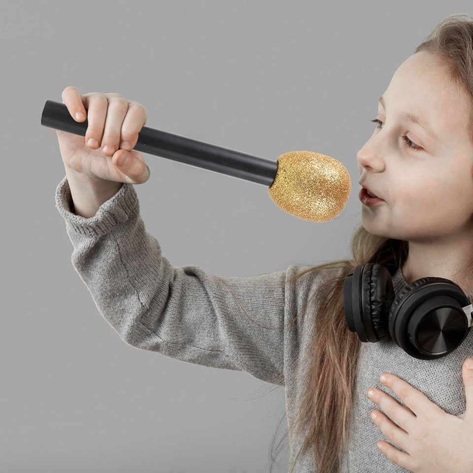 3Pcs Glitter Microphone Toys Fake Microphone Models Kids Microphone ...
