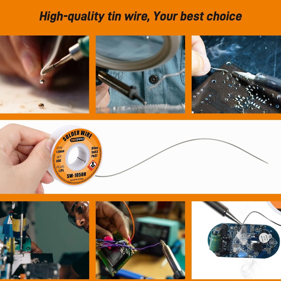 Solder Wire - Sn63/Pb37, 0.8mm Diameter, 50g, Low Melting Point & Fast ...