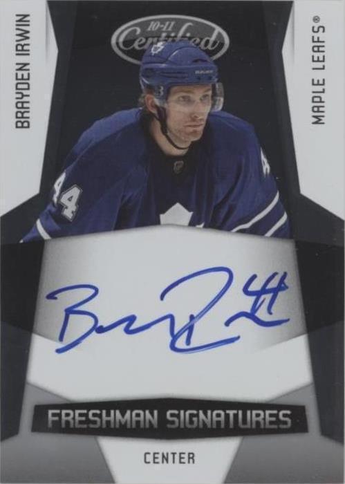 2010-11 Certified - Freshman Signatures Brayden Irwin #187 /899 (AU, RC ...