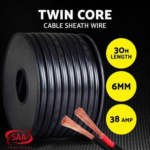 6MM Twin Core Cable Auto Electrical 38Amp Extension 30M Car 12V 24V 2 ...