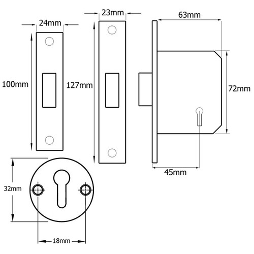 YALE SASH/DEAD LOCKS 64mm/2.5" Wooden Door Security Latch Catch 3 Lever ...