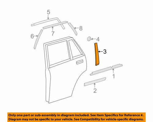 75707-48011 Toyota Moulding sub-assy, rear door window frame, rh ...