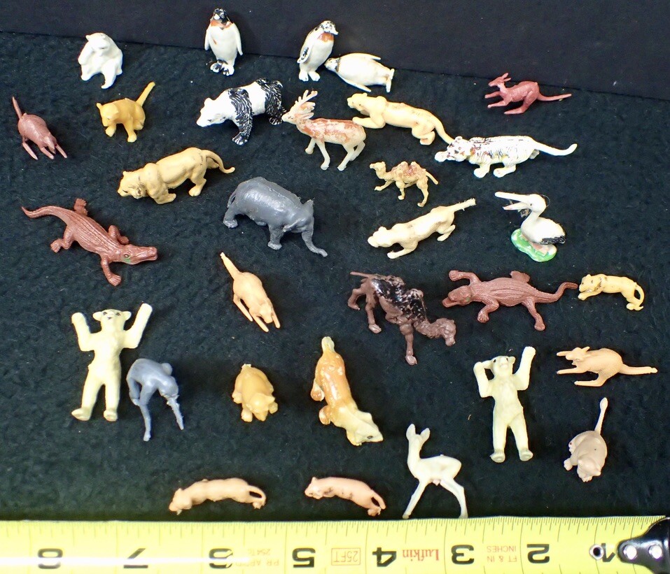 Vintage Miniature Plastic Rubber Zoo Jungle Wild Animal Toy Figures Lot ...