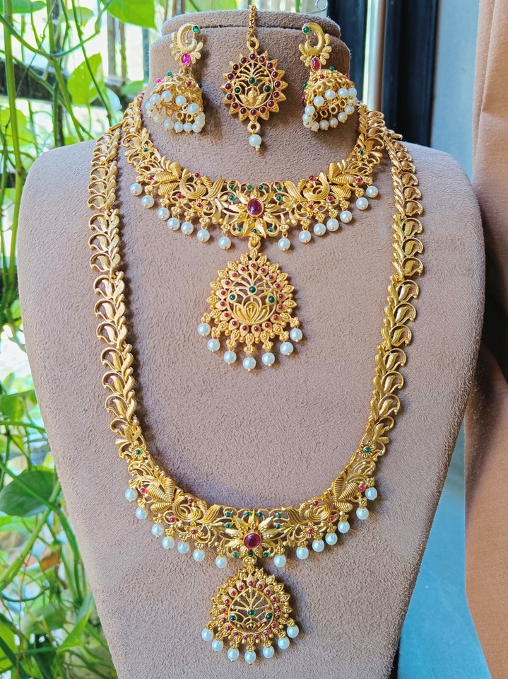 Indian Pakistani Choker Necklace & Tikka Gold Plated Wedding Bridal ...