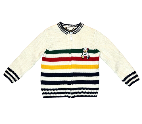 HBC Stripes Baby's Multistripe Bear Patch Cotton-Blend Knit Jacket 18 ...