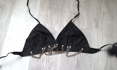 Women's Genuine Leather Bikini Bra Top Motorcycle Biker One Size | eBay