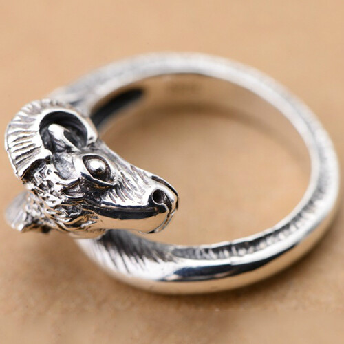 Real 925 Sterling Silver Ring Bellwether Goat Open Size 8 9 10 11 12 | eBay