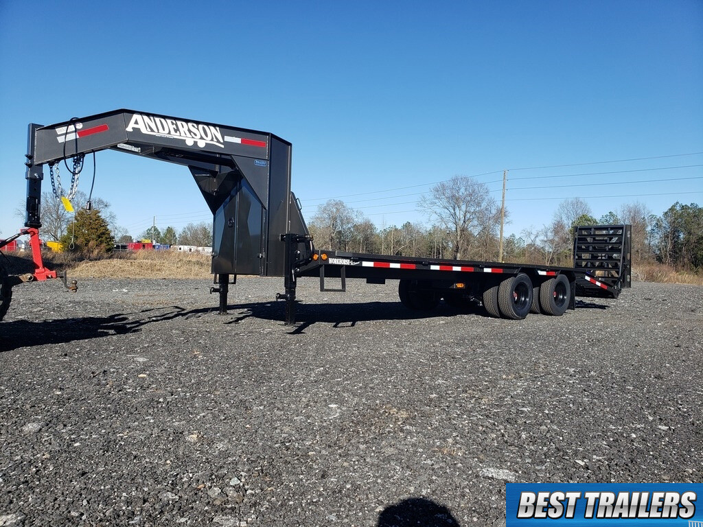 hotshot anderson trailers 25 ft 10 ton gooseneck flatbed mega ramp ...