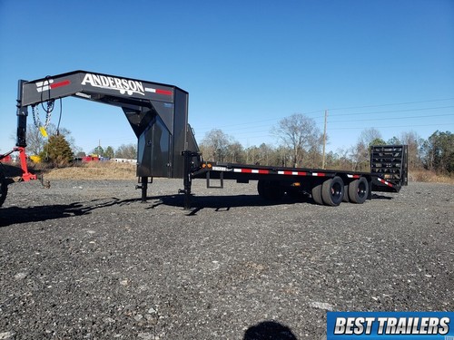 hotshot anderson trailers 25 ft 10 ton gooseneck flatbed mega ramp ...