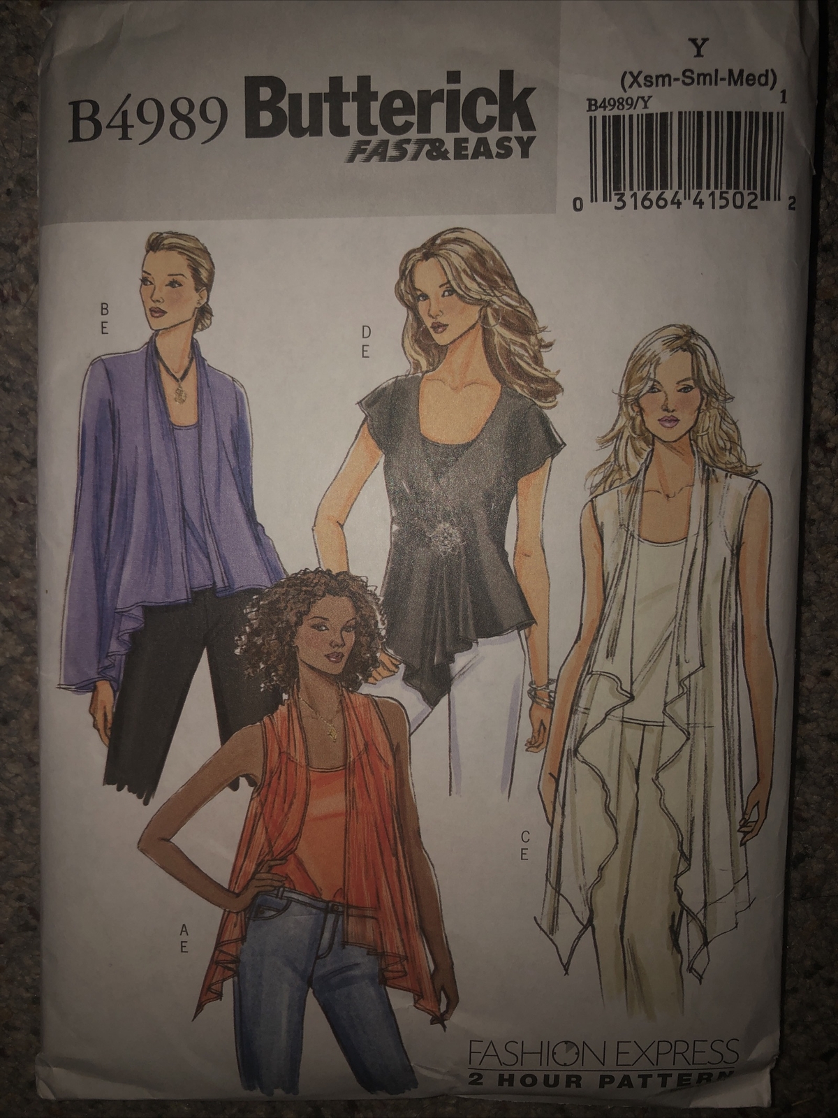 Butterick 4989 Fashion Express Very Easy 2 Hour Top And Camisole XS-S-M ...