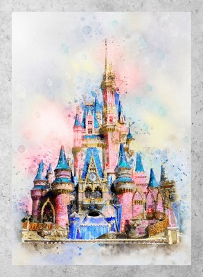 Disney castle watercolour A4 print,nursery art, home decor,gift idea ...