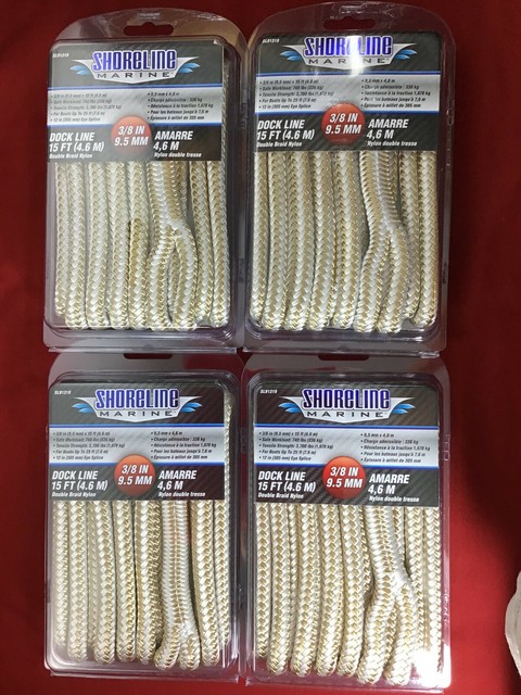Dock Line Double Braided 3/8" X 15' Gold and W Nylon Boat Rope ...