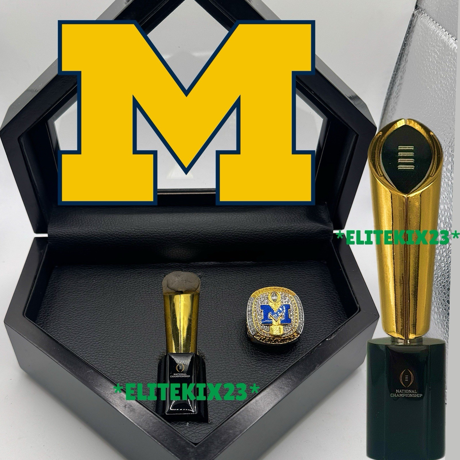 Michigan Wolverines 2023 College Football CHAMPIONSHIP RING + TROPHY ...
