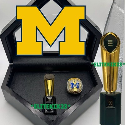 Michigan Wolverines 2023 College Football CHAMPIONSHIP RING + TROPHY ...