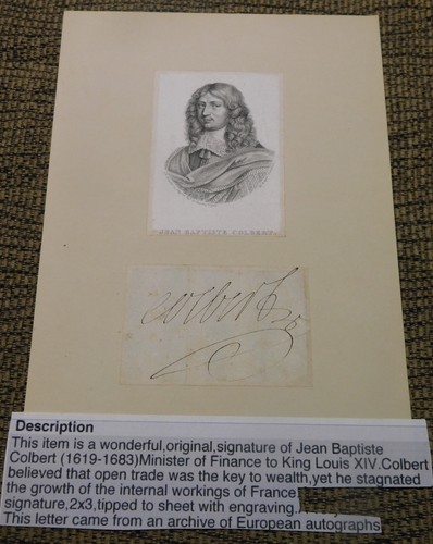 1619-1683 Jean Baptiste Colbert Autograph under Finance Minister King ...